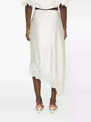 Sandro Lace-trim Asymmetric Midi Skirt - Neutrals