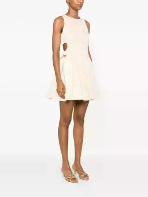 Sandro Floral-jacquard Cut-out Mini Dress - Neutrals