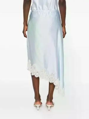Sandro Lace-trim Asymmetric Midi Skirt - Blue