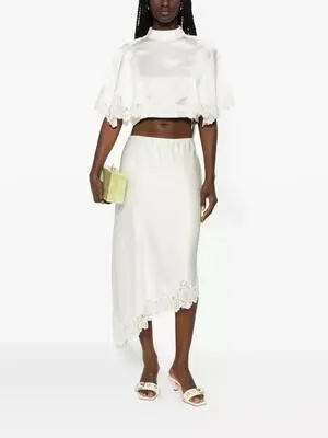 Sandro Lace Trim Cropped Top - Neutrals