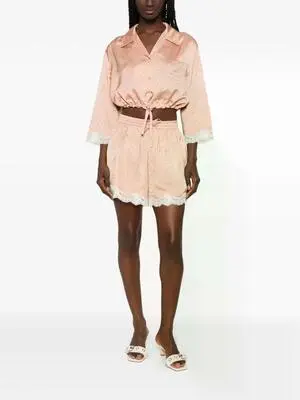 Sandro Embellished Shorts With Lace Trim - Neutrals