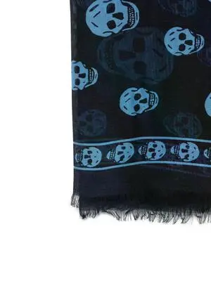 Alexander McQueen Skull-print Frayed Scarf