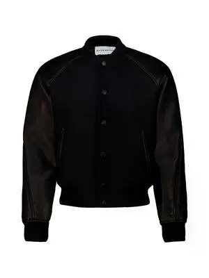 Givenchy Leather-sleeved Wool Bomber Jacket - Black
