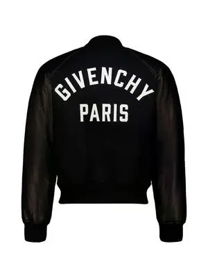 Givenchy Leather-sleeved Wool Bomber Jacket