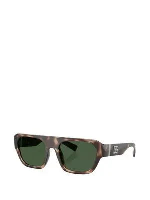 Dolce & Gabbana Tortoiseshell Effect Rectangle Frame Sunglasses
