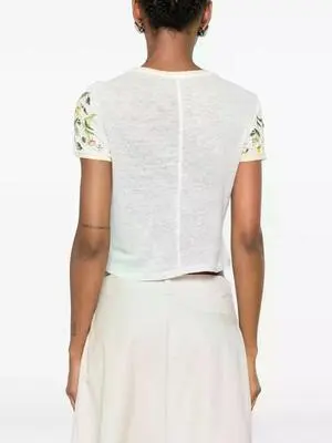 Alice + Olivia Floral Embroidered T-shirt - Neutrals