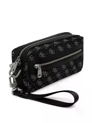 Guess Monogram Print Logo Plaque Messenger Bag