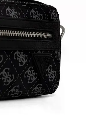 Guess Monogram Print Logo Plaque Messenger Bag