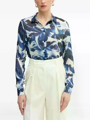 Guess Leaf Print Button-down Shirt - Blue
