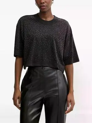 Guess Embellished Cropped T-shirt - Black