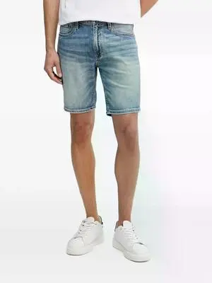 Guess Logo Patch Denim Shorts - Blue