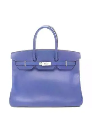 Hermès 35 Birkin Leather Tote Bag - Blue