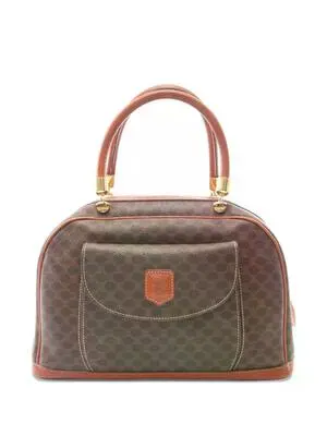 Celine Macadam Leather-trim Handbag - Brown