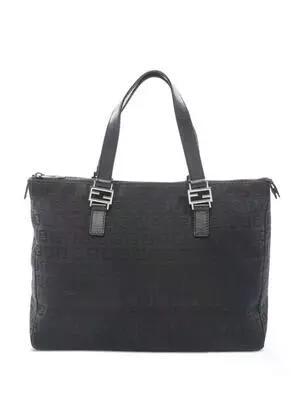 Fendi Zucchino Ff-logo Tote Bag - Black