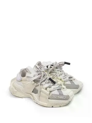 Dolce & Gabbana White Leather And Suede Panel Sneakers