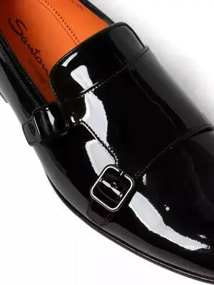 Santoni Double-strap Patent-leather Loafers