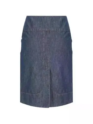 Fendi Denim Skirt With Leather Detail - Blue