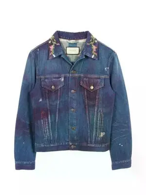 Gucci Embellished Studded Denim Jacket - Blue
