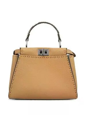 Fendi Mini Peekaboo Whipstitch-trim Tote Bag - Neutrals