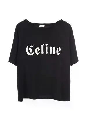 Celine 2010s Gothic-logo T-shirt - Black
