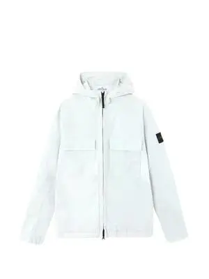 Stone Island Logo Patch Hooded Jacket - Blue
