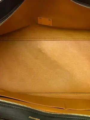Celine Tricolor Calfskin And Suede Trapeze Satchel - Blue
