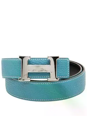 Hermès 2004 Constance H Reversible Belt - Blue