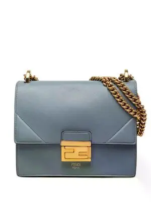 Fendi Kan U Small Leather Shoulder Bag - Blue