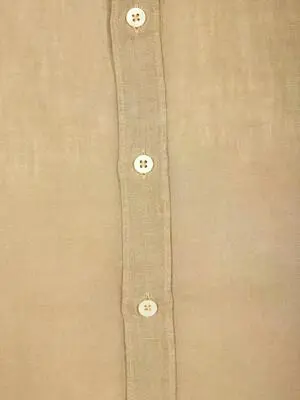 120% Lino Classic-collar Curved-hem Shirt
