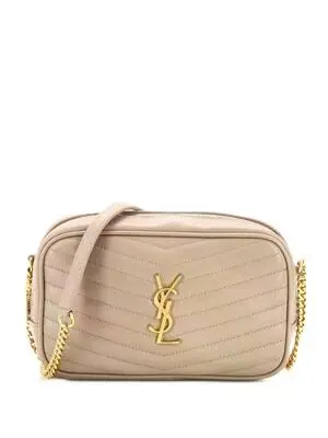 Saint Laurent Lou Camera Bag Matelassé Chevron Leather Mini Crossbody Bag - Neutrals