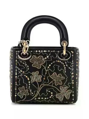 Dior Lady Chain Bag Embroidered Calfskin Mini Satchel - Black