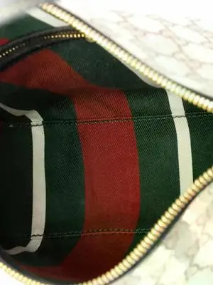 Gucci Emblem Gg Coated Canvas With Leather Shoulder Bag
