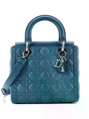 Dior Lady Nm Bag Cannage Quilt Lambskin Satchel - Blue