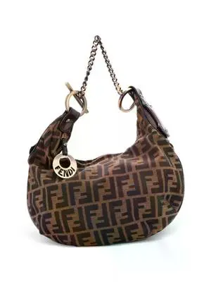 Fendi Chef Chain Zucca Canvas Mini Hobo Bag - Brown