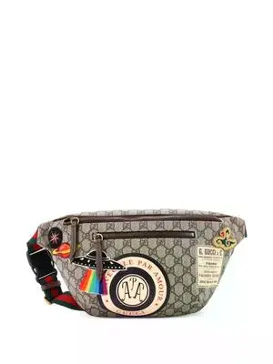 Gucci Courrier Zip Gg Coated Canvas Belt Bag With Applique - Brown