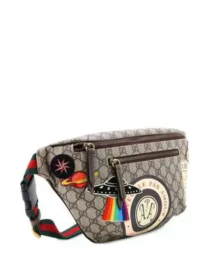 Gucci Courrier Zip Gg Coated Canvas Belt Bag With Applique - Brown