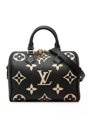LOUIS VUITTON Monogram Empreinte Giant Speedy Bandouliere 25 Satchel - Black