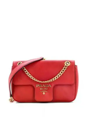 Prada Saffiano Leather Pattina Shoulder Bag - Red