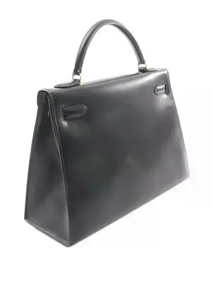 Hermès 1991 Box Calf Kelly Sellier 32 Satchel - Black