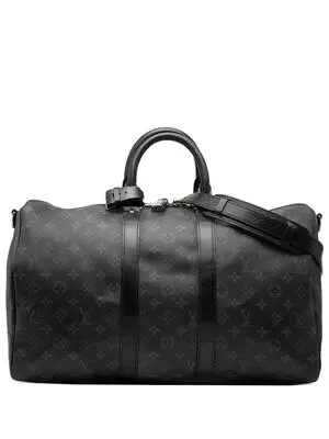 LOUIS VUITTON Monogram Eclipse Keepall Bandouliere 45 Travel Bag - Black