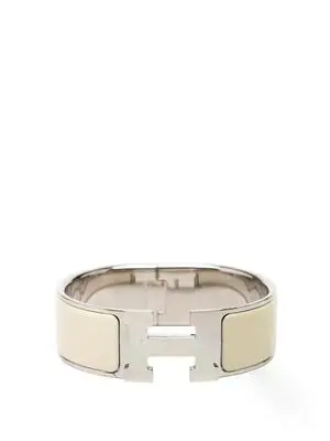 Hermès Wide Enamel Clic Clac H Bracelet Pm - Silver