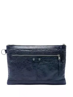 Balenciaga 2014 Lambskin Leather Motocross Classic Clip M Clutch Bag - Blue