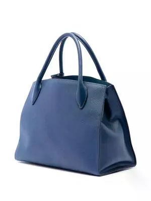 Prada Saffiano Cuir Monochrome Top Handle Satchel - Blue