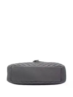 Saint Laurent Large Chevron Sheepskin Monogram College Satchel - Grey
