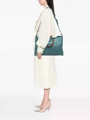 Gucci Calfskin Bamboo Shopper Satchel - Blue