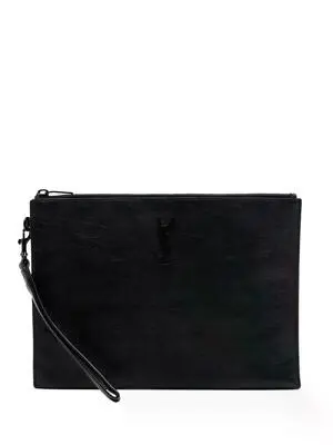 Saint Laurent Monogram Zip Pouch Clutch Bag - Black