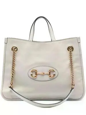 Gucci 1955 Horsebit Chain Tote Satchel - White