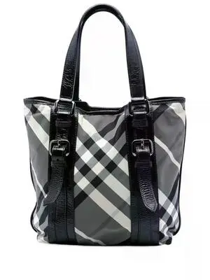 Burberry Beat Check Nylon Victoria Tote Bag - Grey