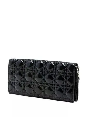 Dior Patent Cannage Lady Clutch With Chain - Black