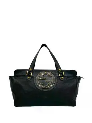 Gucci Interlocking G Studded Blondie Tote Bag - Black